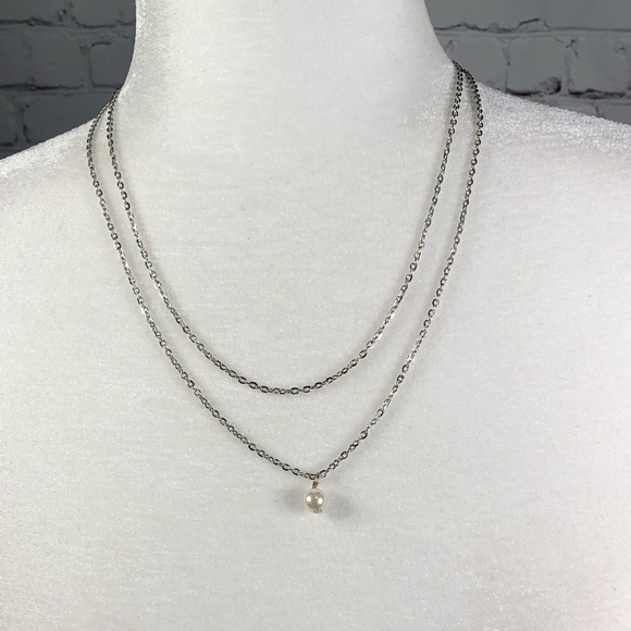 Jewelry | Gold Or Silver Two Layer Dainty Chain With Pearl | Poshmark